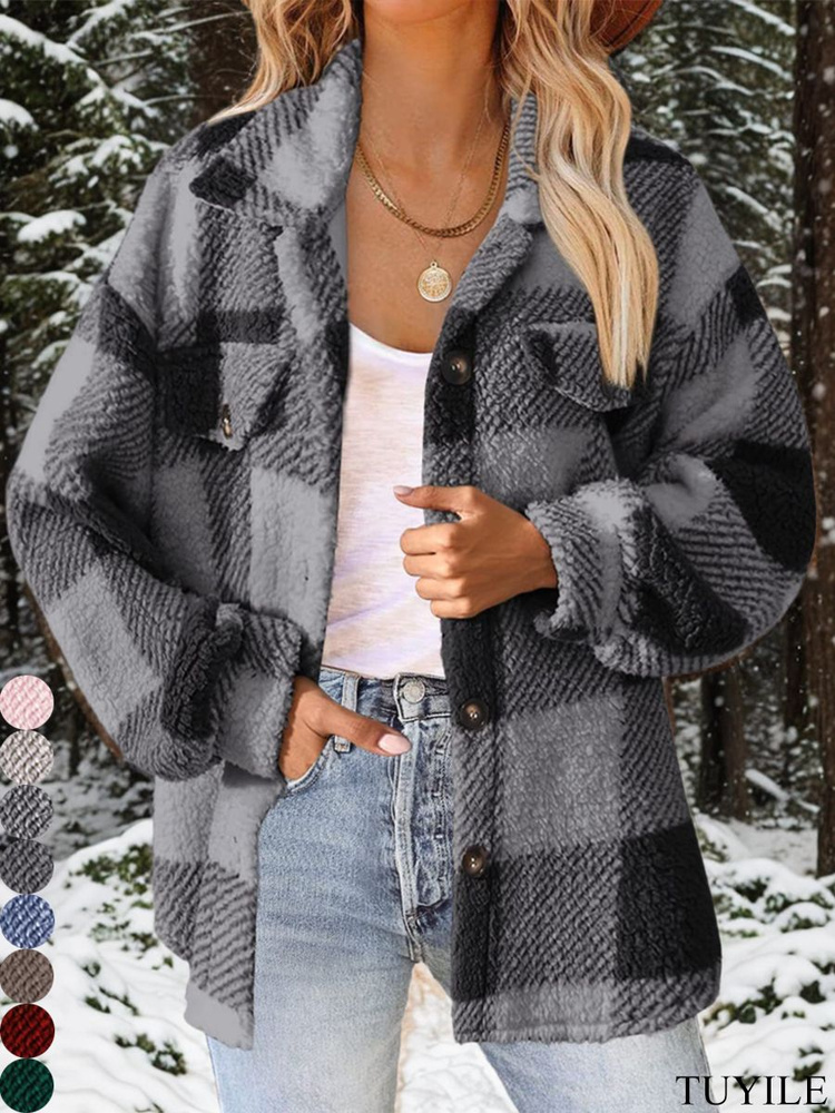 Куртка Женский ZinBee Воротник, Необработанный край серый лацканы Велюр искусственный, Лавсан ...