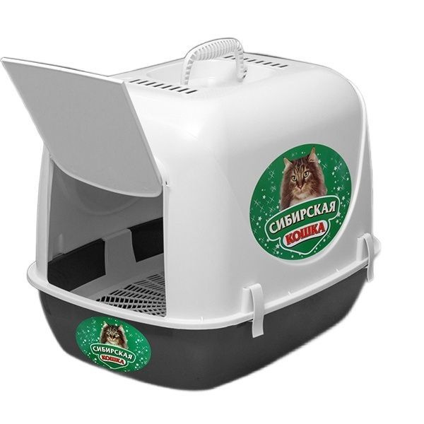 Туалет для кошек Сибирская кошка "Альбус", закрытый с сеткой, 50х38х40 ...