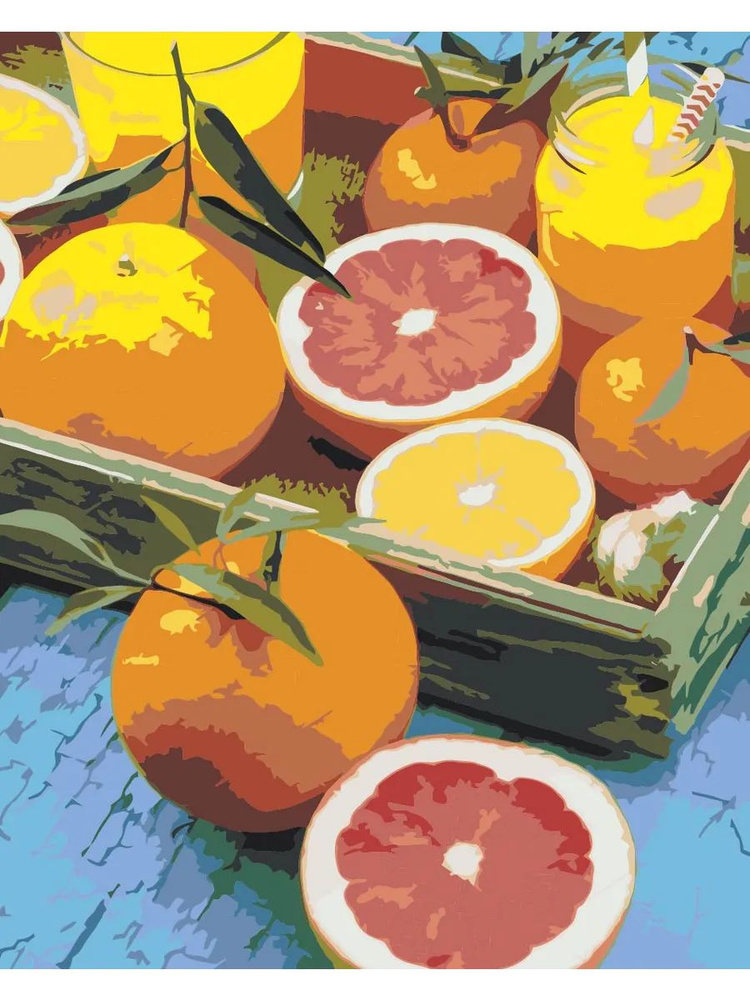 Картина по номерам Грейпфрут с апельном на деревянном подрамнике 40х50 ...