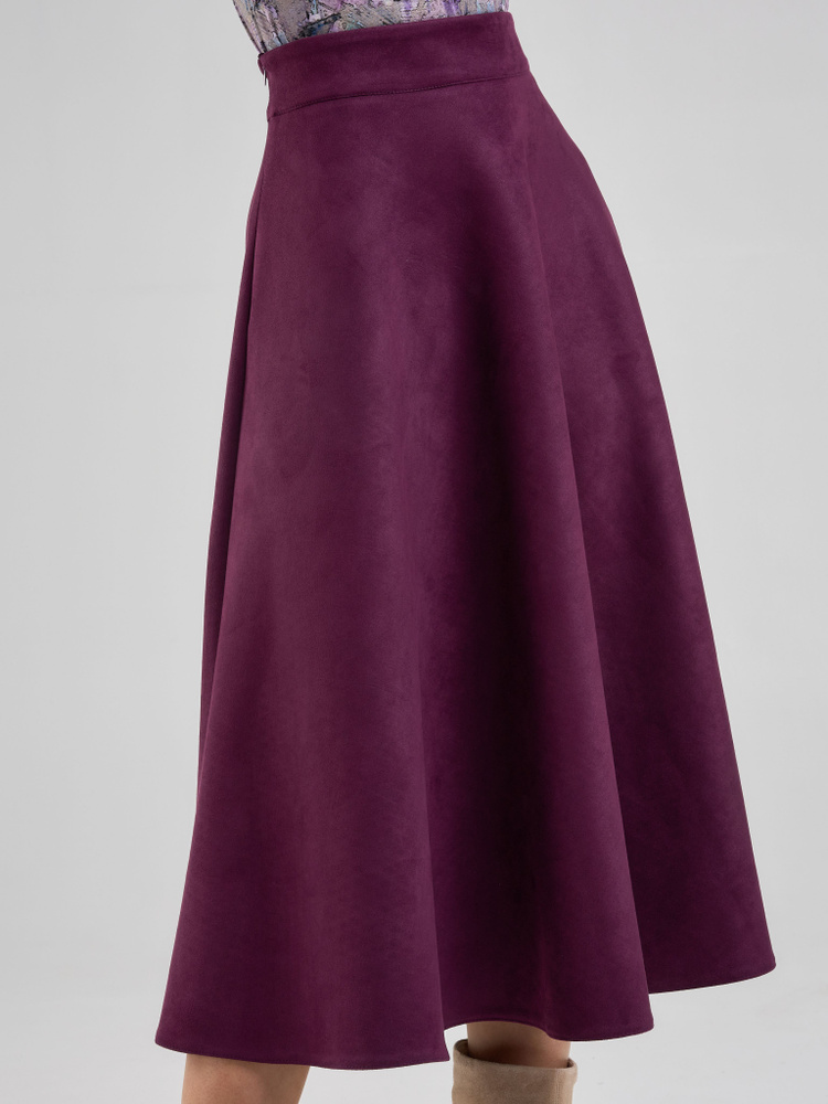 Юбка Женский Sherbi фиолетовый Замша в складку, размер 56 Молния Миди ...