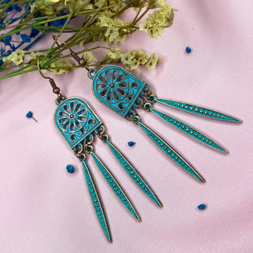 Серьги-подвески Lady Charm фактурные/модная бижутерия в этно-стиле ...