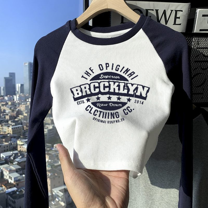 Топ Женский CHAOPAI темный синий меланж, белый, размер 38, 40 Полиэстер Длинный Китай Надписи ...