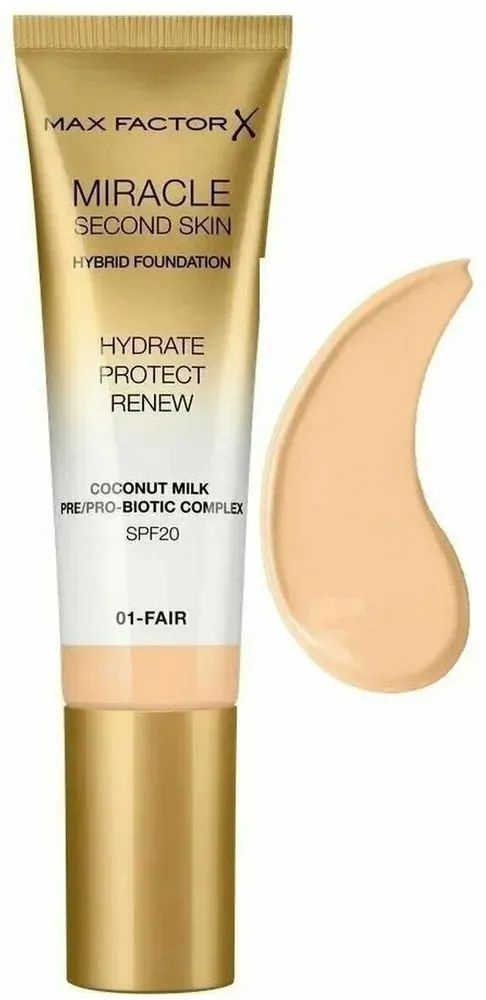 Max Factor Тональный крем Miracle Touch Second Skin, SPF 20, 30мл, тон ...