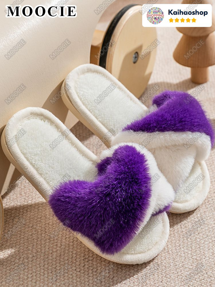 Тапочки Девочки MOOCIE, размер 34, 35 фиолетовый, белый Толстая подошва Зима купить c доставкой ...
