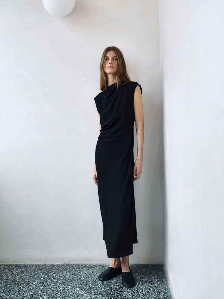 Платье Женский MANGO черный Повседневный Полиэстер, размер 40, 42 ...