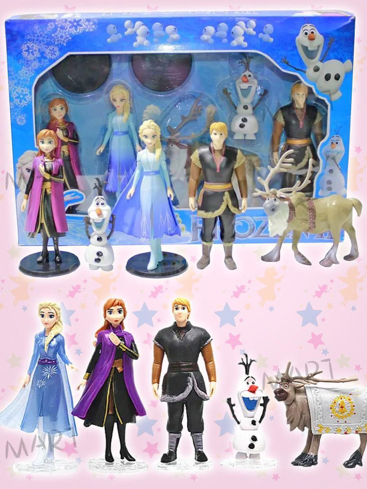Набор фигурок Холодное сердце Фрозен, 5 шт Анна, Эльза, Кристоф, Свен и ...