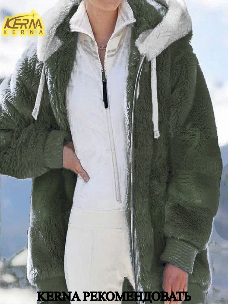 Шуба искусственная Мужской, Женский KERNA темно-зеленый Мех искусственный Длинный Полиэстер ...