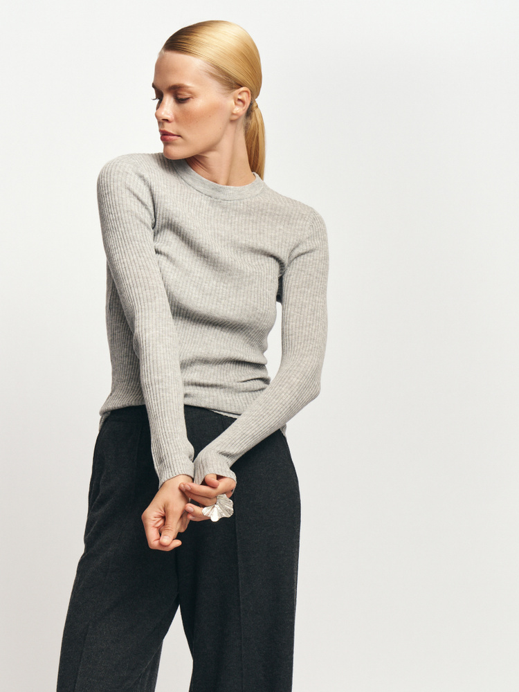 Джемпер Женский Zolla светло-серый Шерсть, Шелк, размер 48 Длинный Китай купить c доставкой на ...