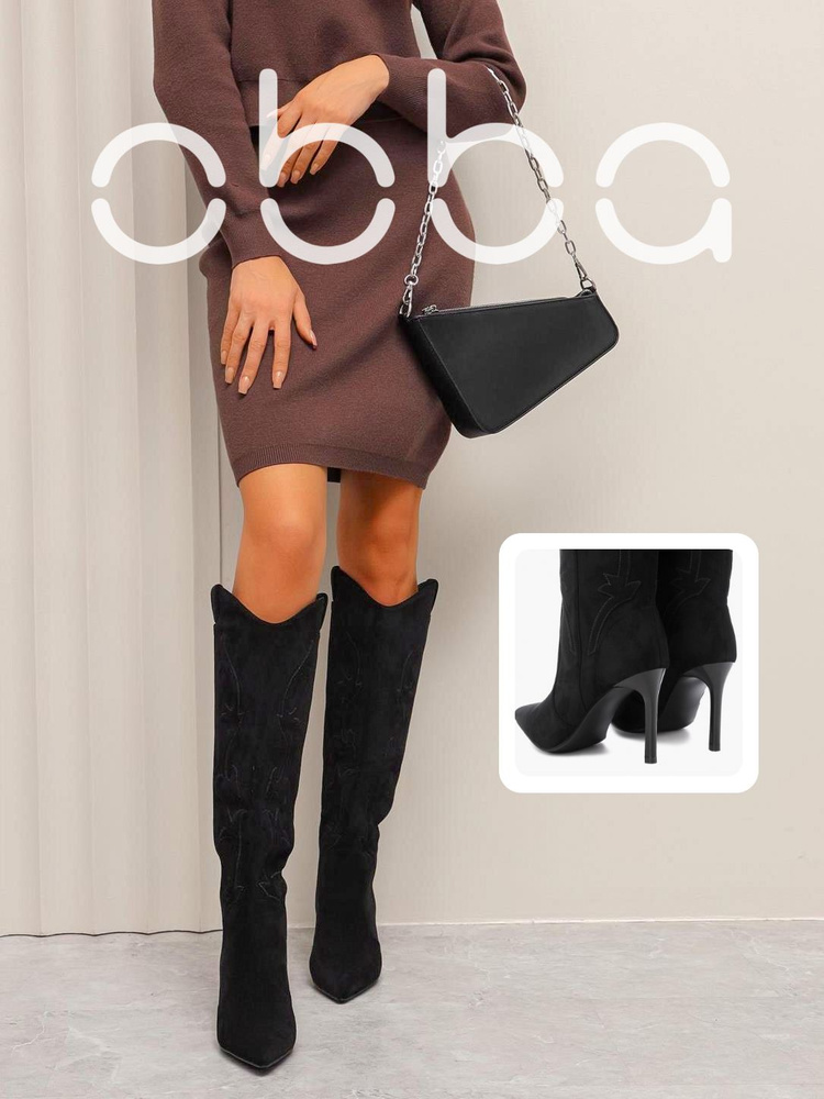 Сапоги Женский Obba ботфорты, размер 36 черный Демисезон F Шпилька Италия купить c доставкой на ...