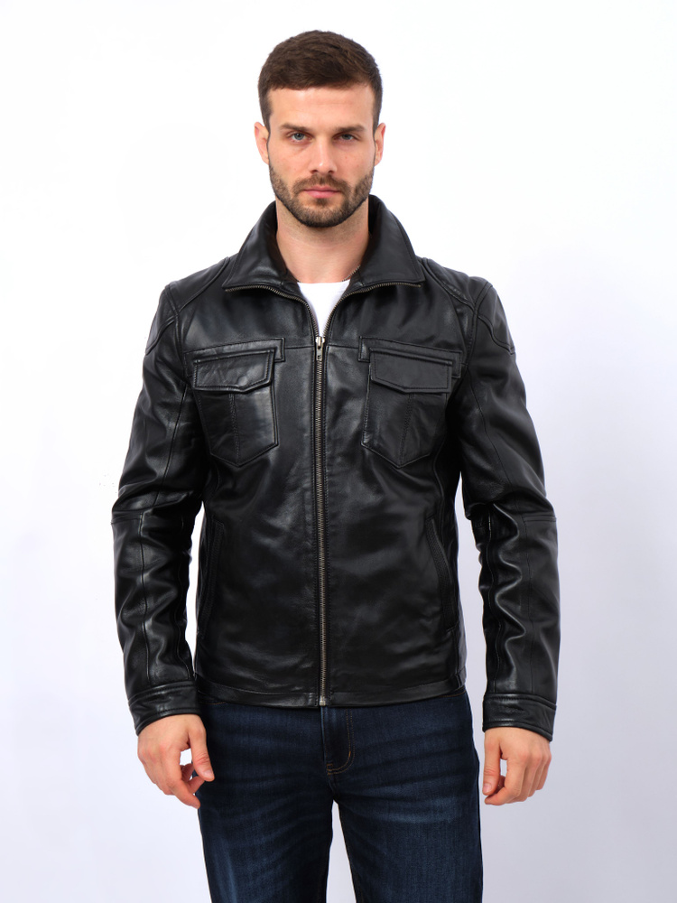 Куртка Мужской DAVID MOORE черный стояче-отложной Натуральная кожа ...