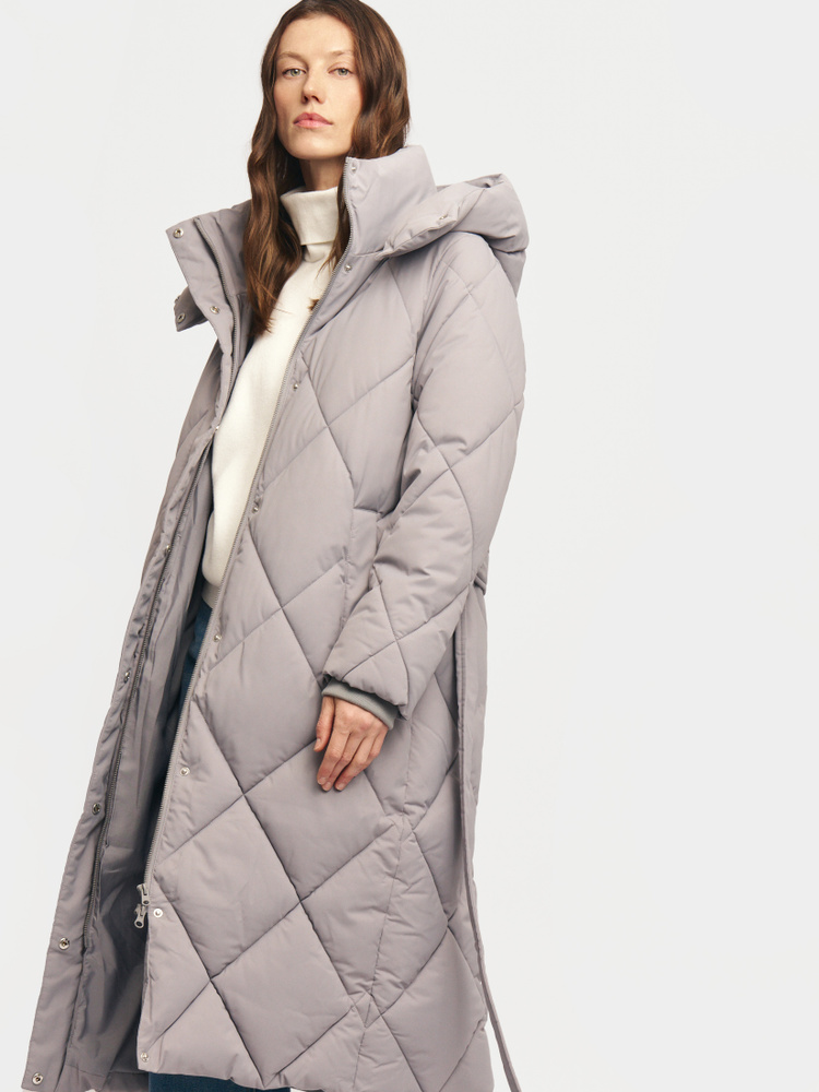 Пуховик Женский Zolla серый Полиэстер, размер 50 Длинный Зима Китай купить c доставкой на OZON ...