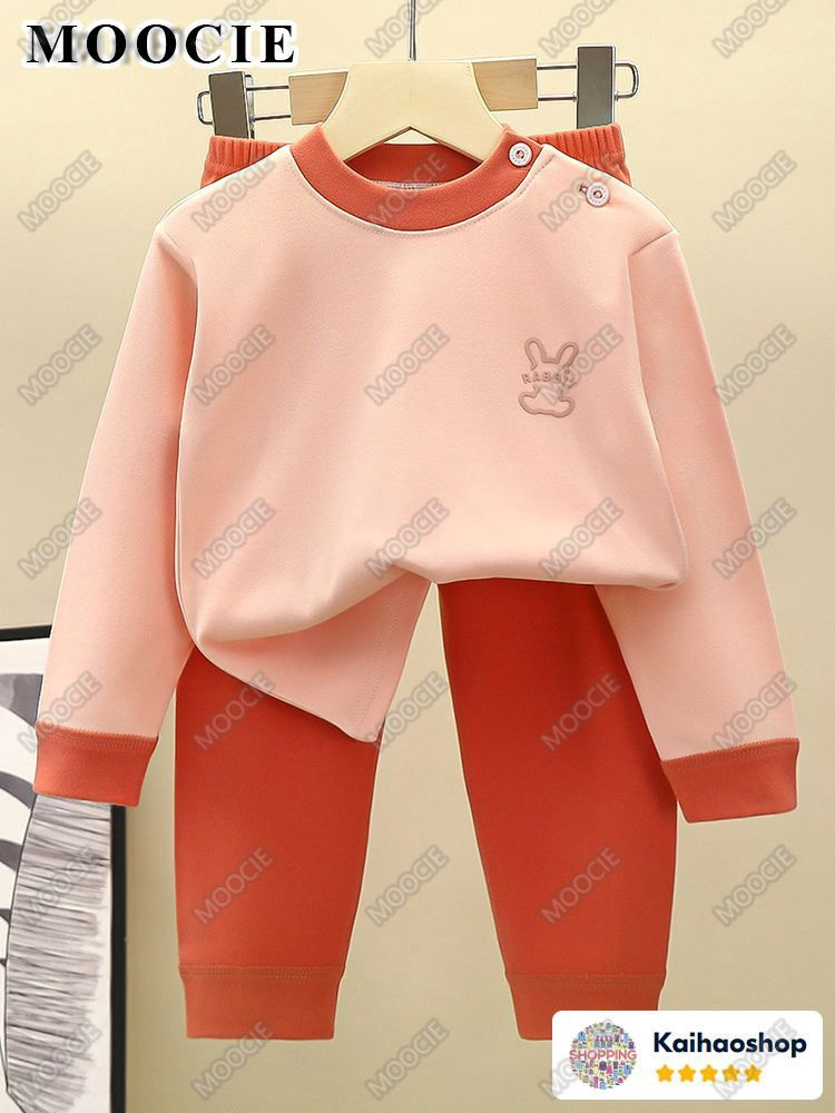 Комплект термобелья Девочки, Мальчики MOOCIE, размер 150 Зима Альпинизм, Бейсбол Хлопок оранжево ...