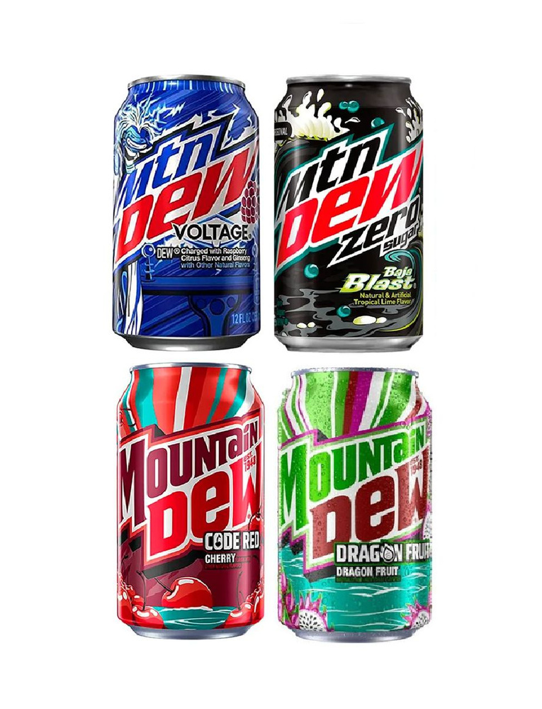Набор газированных напитков Mountain Dew (Voltage, Baja Blast Zero ...