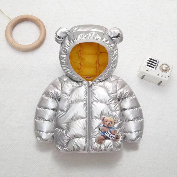 Куртка Девочки THANHDAT серебристый Полиэстер, размер 110 Длинный Демисезон оверсайз Синтепон ...