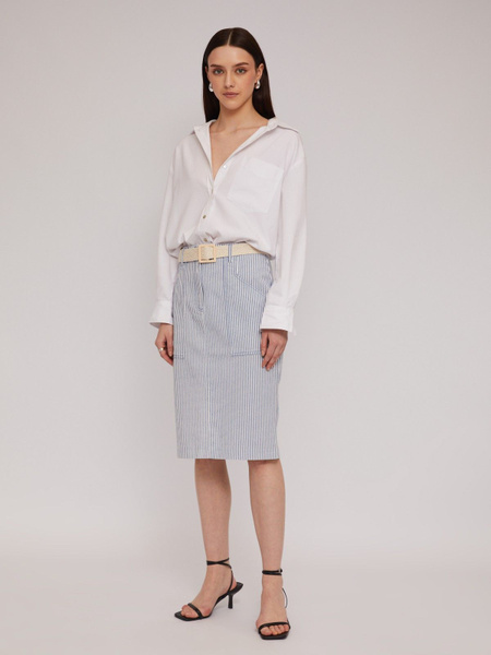 Юбка Женский Zolla синий Хлопок, размер 50 Лето, рост 164-176 купить c доставкой на OZON по ...