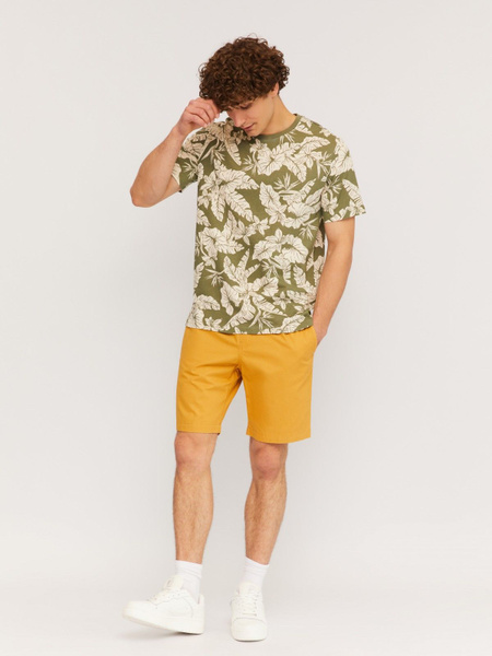 Шорты Мужской Zolla Повседневный горчичный, размер 50 Хлопок, рост 182-188 Средняя купить c ...