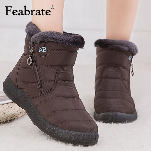 Ботинки Женский Feabrate коричневый, размер 39 Зима Молния Толстый каблук купить c доставкой на ...