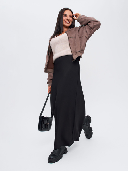 Юбка Женский XARIZMAS MIND'N'SOUL черный Полиэстер, Спандекс прямая, размер 46 Без застежки Миди ...