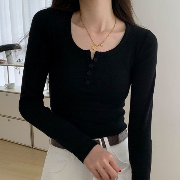 Лонгслив Женский SYJYW черный Длинный, размер 40 Фибра облегающий Другое Повседневный купить c ...