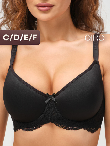 Бюстгальтер Женский OIRO на косточках, спейсер, размер 90C черный матовый Нейлон, Эластан ...