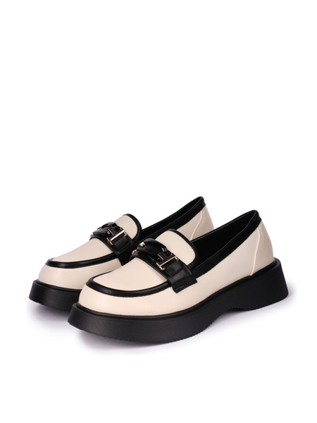 Лоферы Женский Instreet бежевый, размер 39 Толстый каблук Демисезон 6 ...