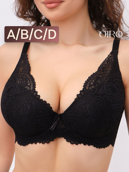 Бюстгальтер Женский OIRO, размер 95C черный графит Полиамид, Эластан Повседневный Китай Крючки ...