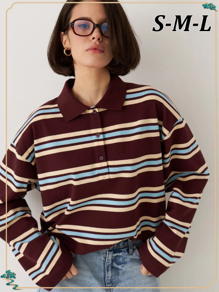 Лонгслив Женский MOOCIE коричневый Длинный, размер 44, 46 Хлопок Воротник полуприлегающий ...