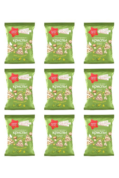 HAPPY CRISP Криспы цельнозерновые Грибы со сметаной 50 г, 9 шт купить ...