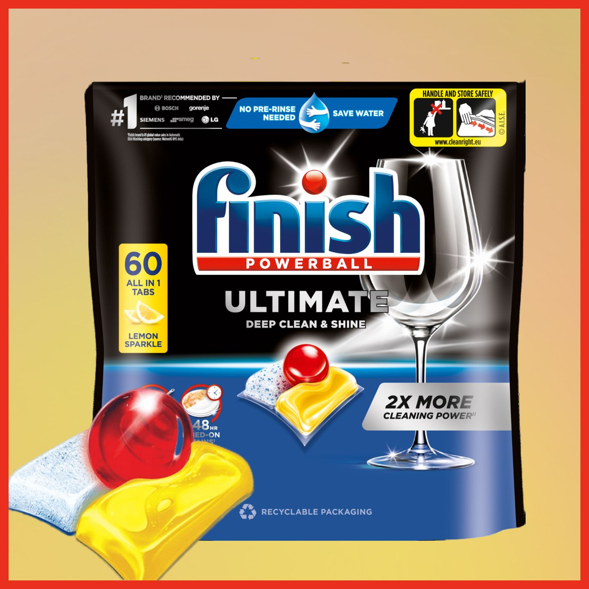 Капсулы FINISH Powerball Ultimate AIO Lemon 60 штук для посудомоечной ...