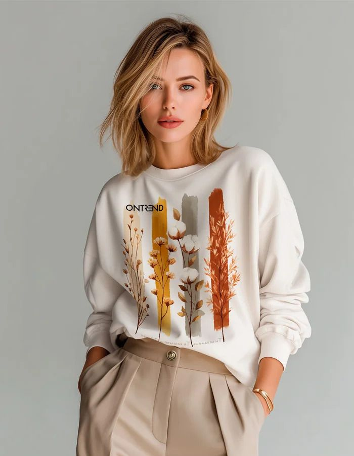 Свитшот Женский CHAOPAI молочный, бежевый лайт Футер двухнитка, размер 50, 52 оверсайз Длинный ...