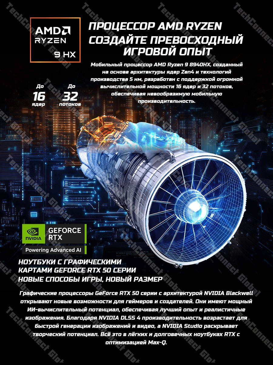 Игровой ноутбук MSI, 16, MSI2025, AMD Ryzen 9 8940HX, 16 ГБ, NVIDIA ...