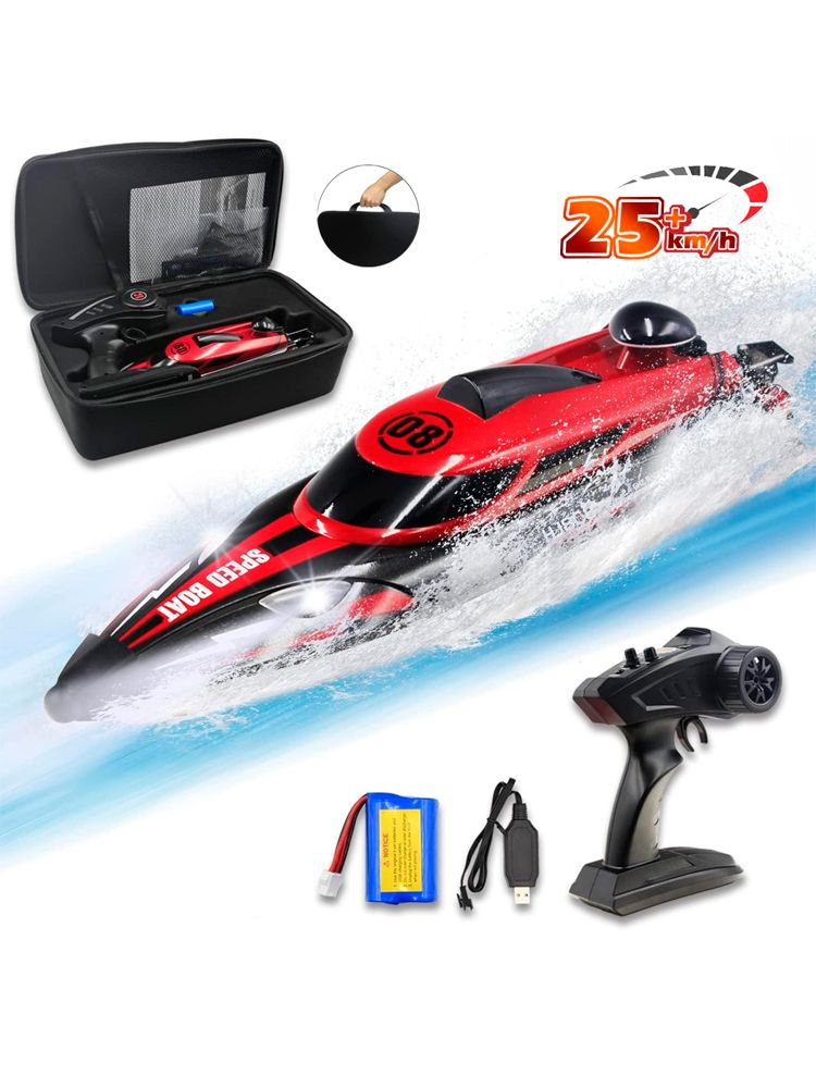 Радиоуправляемый катер HJ Toys Red SpeedBoat с сумкой (36 см, 25 км/ч ...