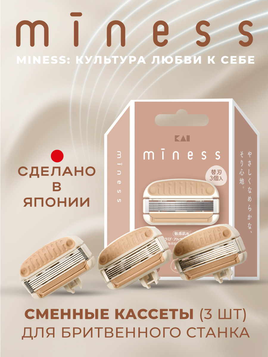 Сменные кассеты для бритвенного станка MINESS KAI 3 шт., с 5 лезвиями ...