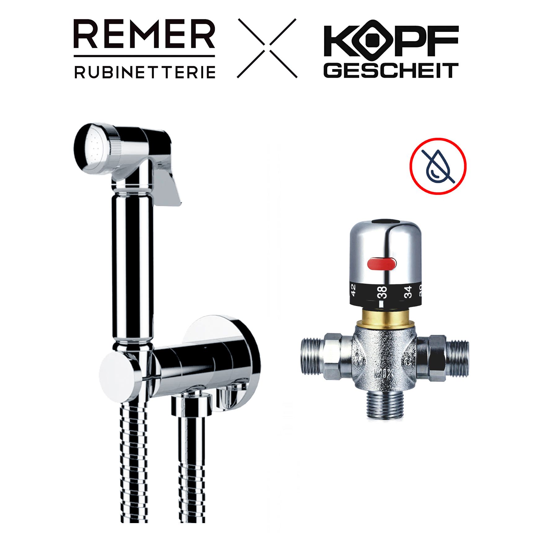 Гигиенический душ с термостатом и защитой от протечки Remer/Kopf ...