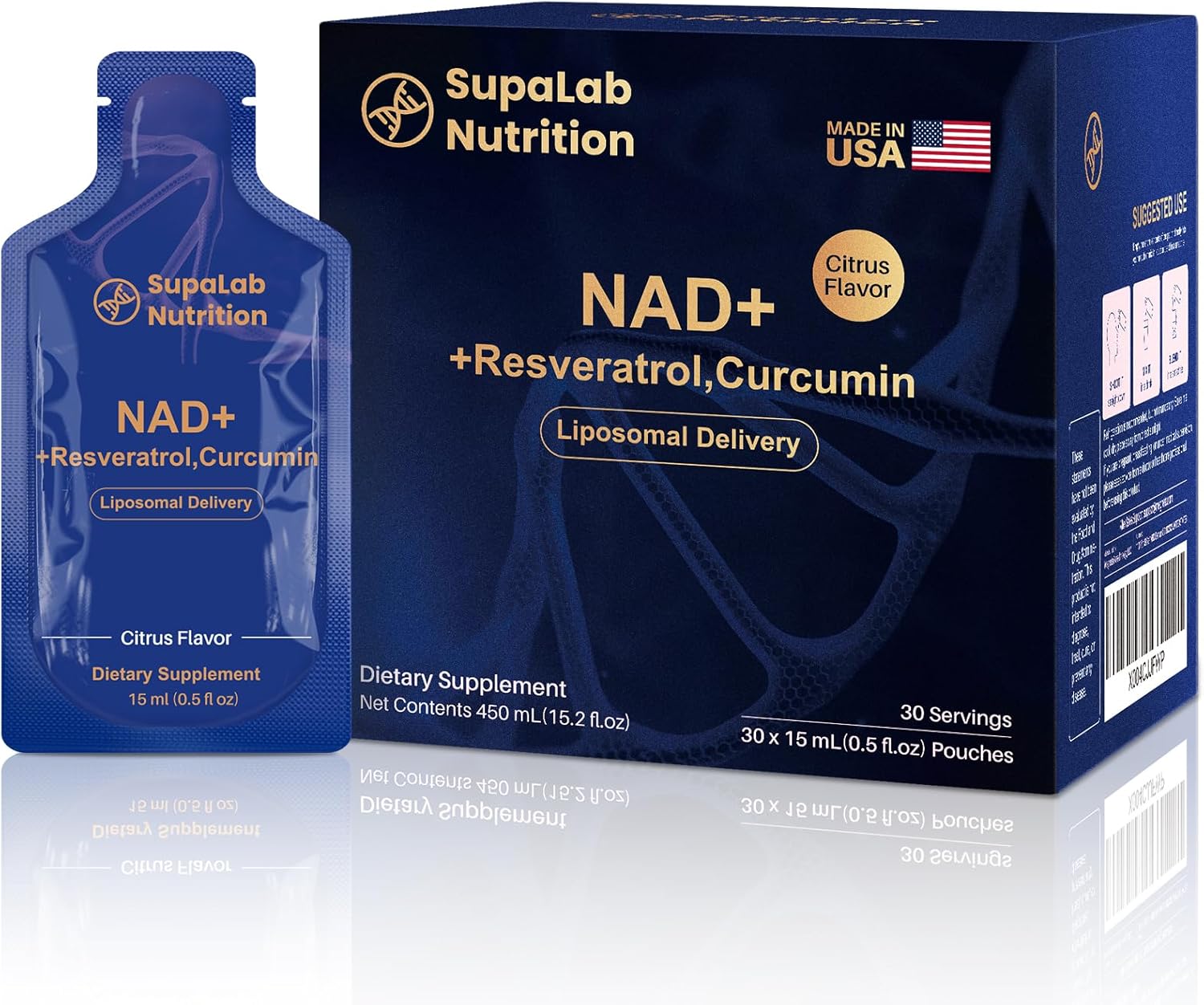 Supalab Nutrition NAD+ Resveratrol, Curcumin, для женщин и мужчин 30 ...
