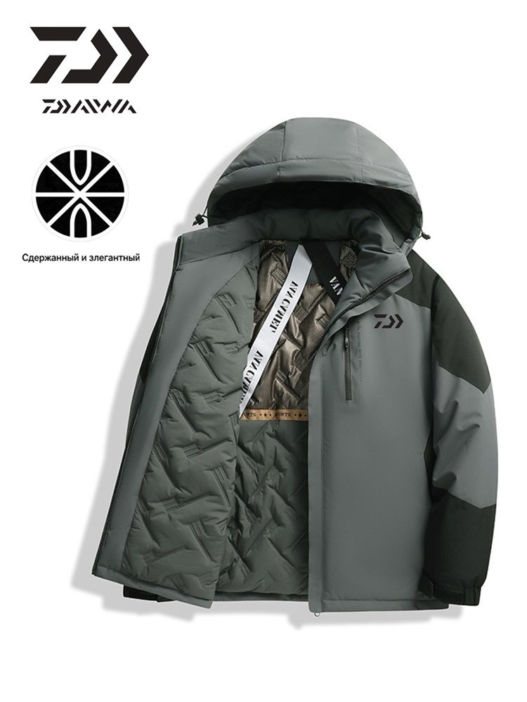 Куртка Мужской, Женский Daiwa Манжеты изумрудный пиджачный Модакрил, размер 56 Длинный пуховик ...