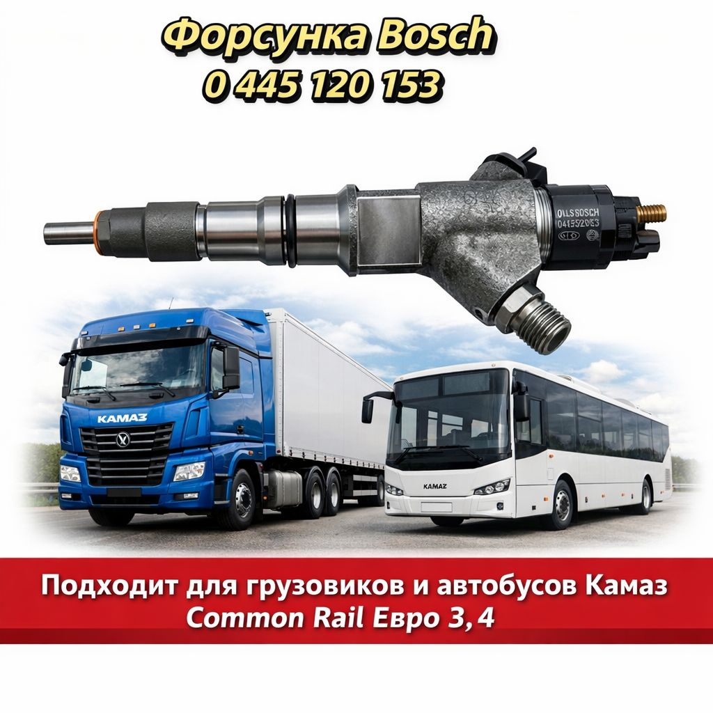 Форсунка Bosch 0 445 120 153 для Камаз Common Rail Евро 3,4. Оригинал ...