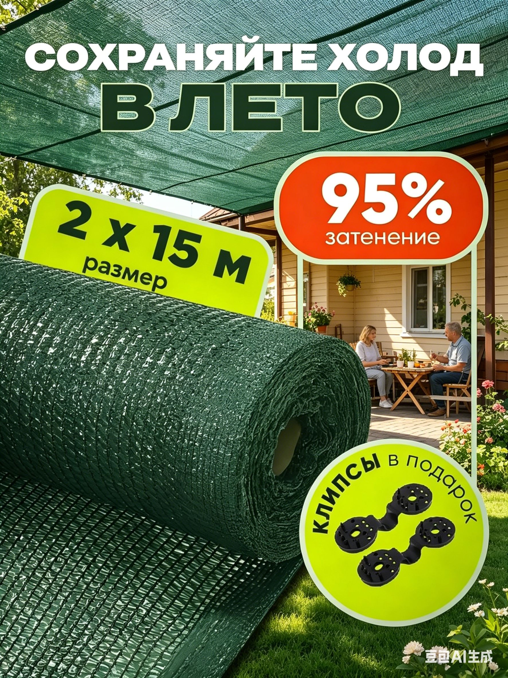 Агро-Веста Сетка садовая затеняющая,93г/кв.м,15.2х2м купить на OZON по ...
