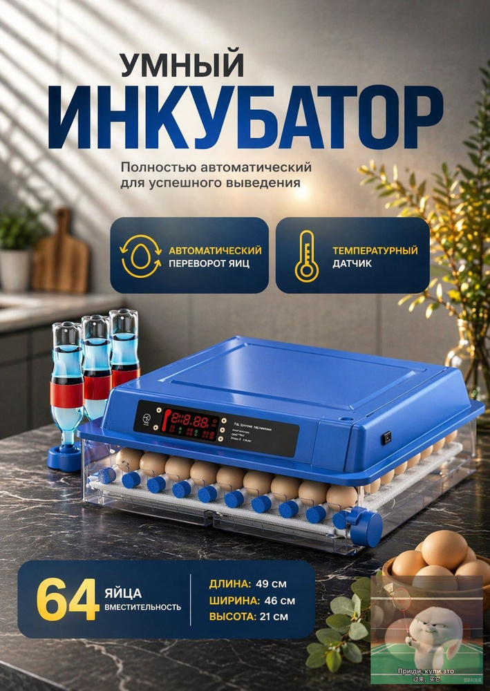 Инкубатор для яиц автоматический с терморегулятором на 64 яиц купить на ...