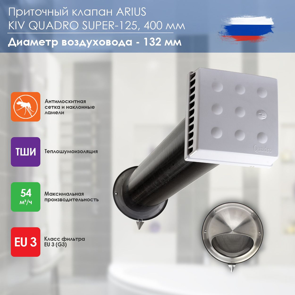 ARIUS приточный стеновой клапан KIV QUADRO SUPER - 125 400 мм ...