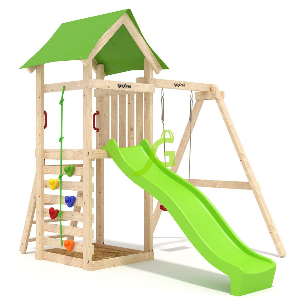 Детская площадка с горкой, тентовой крышей, качелями "лодочка ...