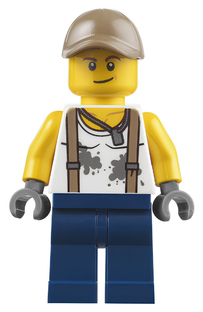 Минифигурка Lego City Jungle Engineer - White Shirt with Suspenders and ...