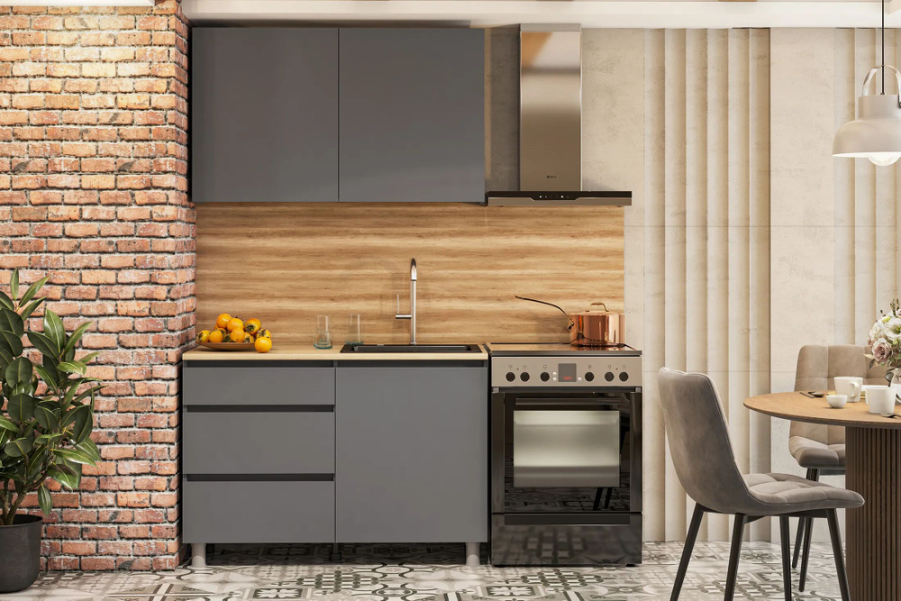 Кухонный гарнитур Эдвуд 1.2 м, графит серый купить по выгодной цене в ...