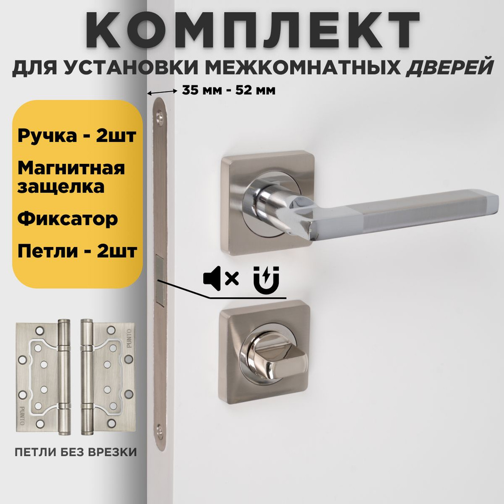 Ручка дверная межкомнатная с защелкой цвет хром - купить по низкой цене ...
