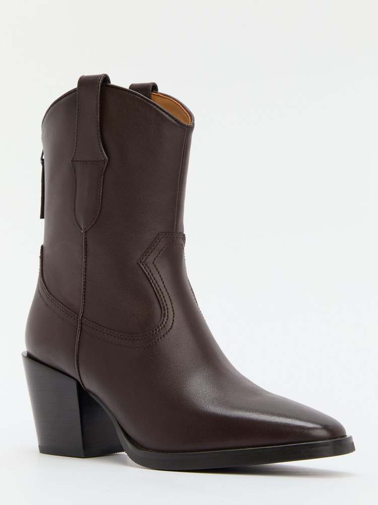 Ботинки казаки Женский TENDANCE шоколадный, размер 39 Демисезон R (средняя) Толстый каблук ...