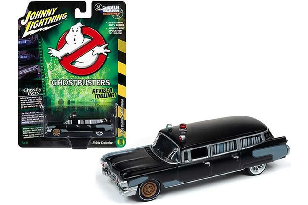 Модель коллекционная Johnny Lightning Cadillac ambulance 1959 pre-ecto 1 ghostbusters / охотники ...