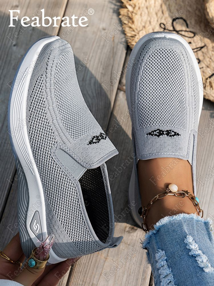 Слипоны Женский Feabrate Текстиль Бег, размер 40 Лето Без застёжки Танкетка купить c доставкой ...