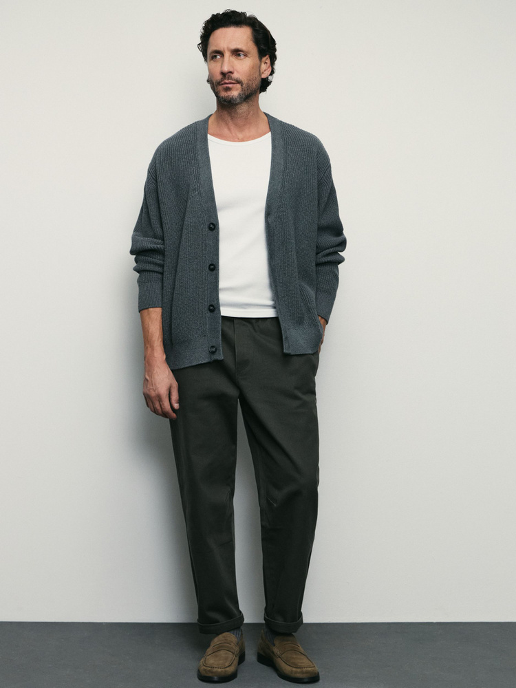 Брюки Мужской Zarina прямые темно-коричневый Хлопок Повседневный, размер 46 Завязки прямой ...