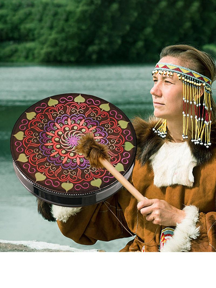 Бубен шаманский, 25 см, музыкальный инструмент, Индеец купить на OZON ...
