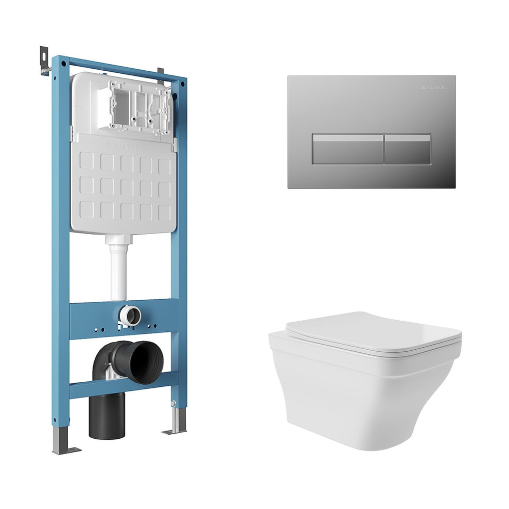 Комплект Aqueduto: Система инсталляции TECNICA Novo для подвесного унитаза, Панель смыва ...